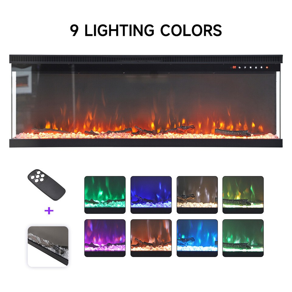 Electric 3 Sided Media Fire 40/50/60in Standing Insert LED Fireplace ...