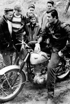 8x10 Print Clint Walker Beefcake Poses BSA Motorcycle Fans Looking on ...