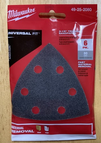 MILWAUKEE 49-25-2080 OPEN-LOK 3-1/2" 80 GRIT MULTI-TOOL SANDPAPER 6PK ...