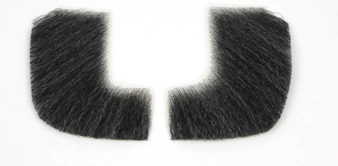 HUMAN HAIR COSTUME CURVED SIDEBURNS MUTTON CHOPS BIKER HIPPIE GREASE ...