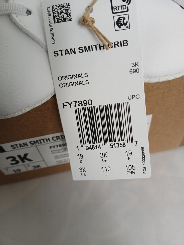 Adidas Originals Stan Smith Crib Shoes Baby Infant 3k Trainers Sneaker ...