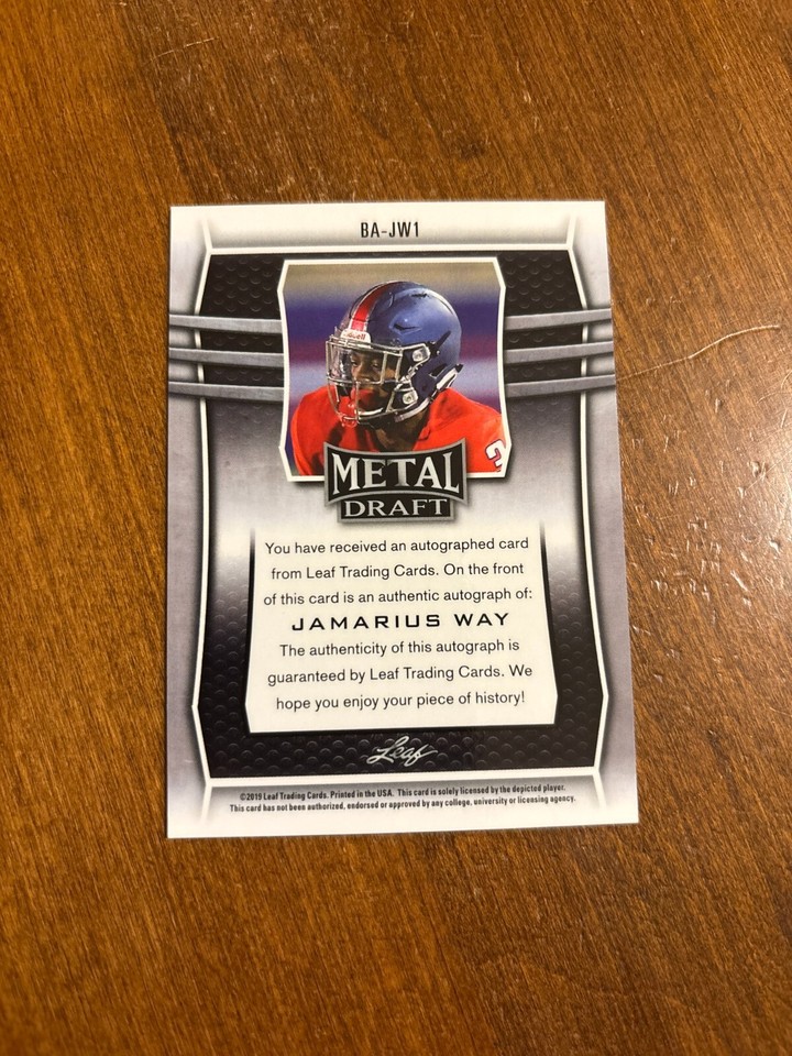 Jamarius Way 2019 Leaf Metal Draft Auto BA-JW1 South Alabama Denver ...
