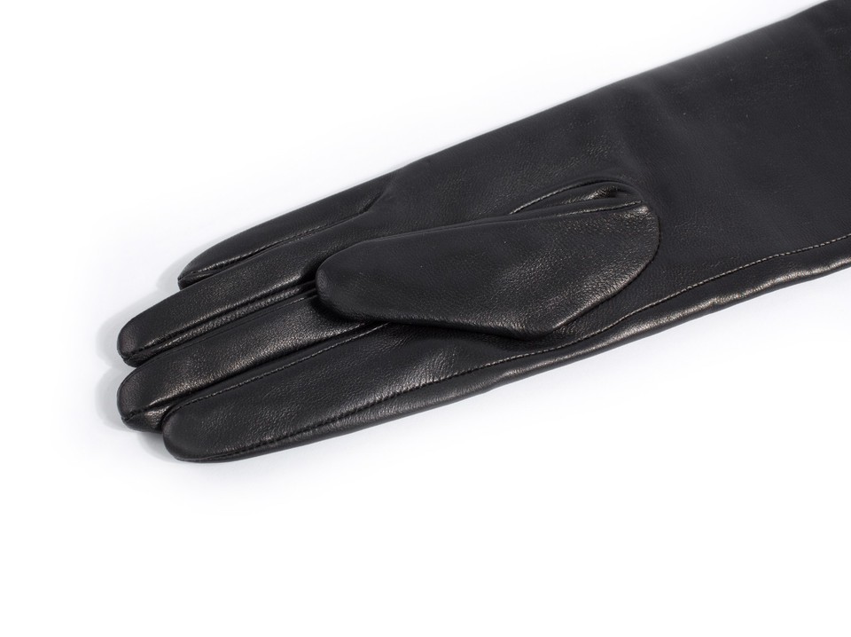 Custom made 30cm to 80cm long plain style evening real leather gloves ...