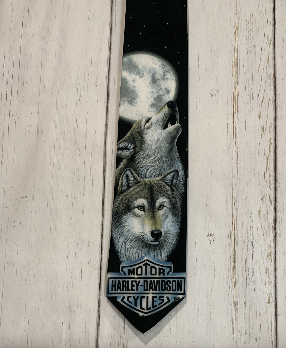 Harley Davidson Men 57” Necktie Tie Wolf Moon Black R… - Gem