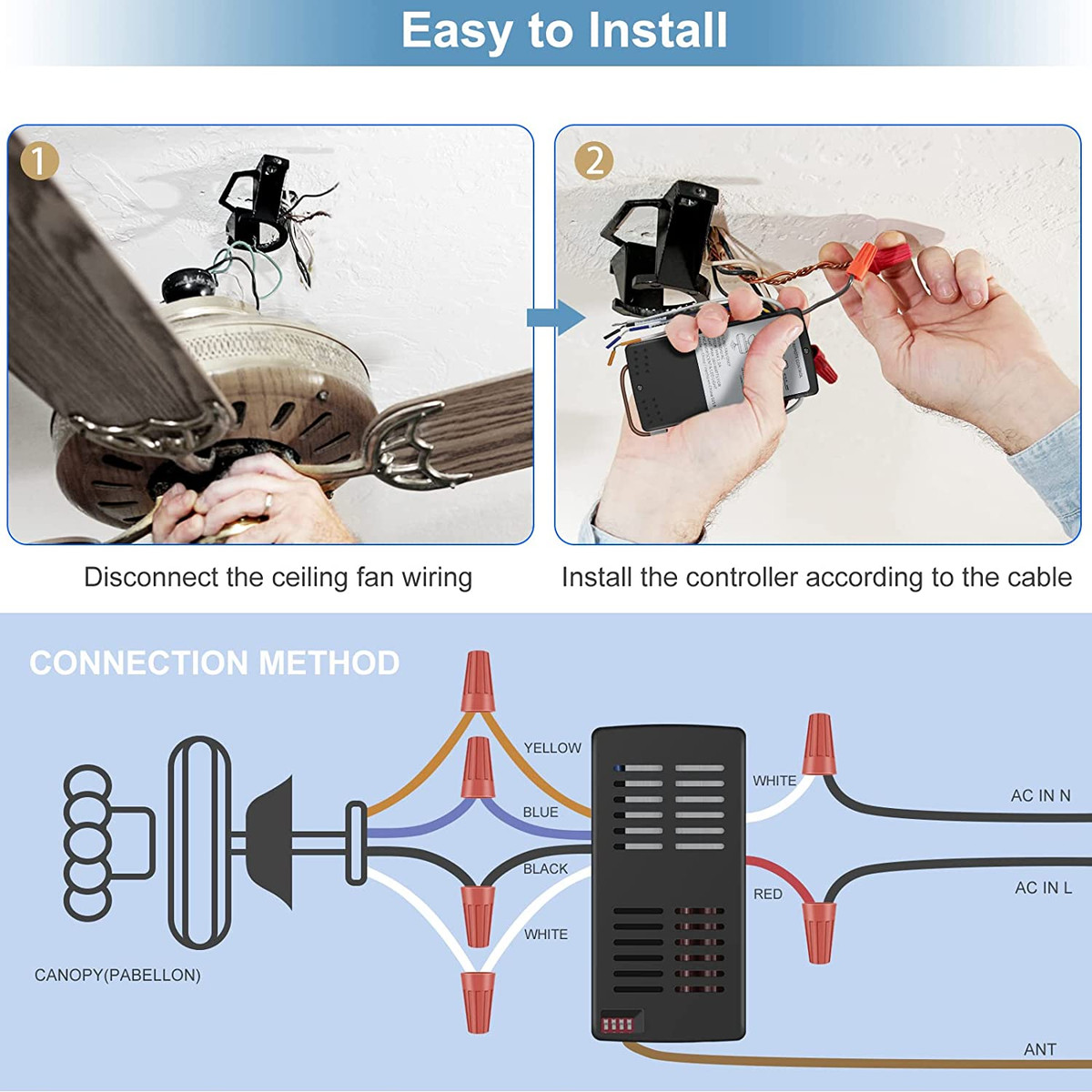 How To Install A Hunter Ceiling Fan With Remote Control | Shelly Lighting