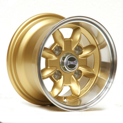 ULTRALITE CLASSIC MINI WHEELS 10" x 6J ET-3 GOLD POLISHED LIP ALLOY ...