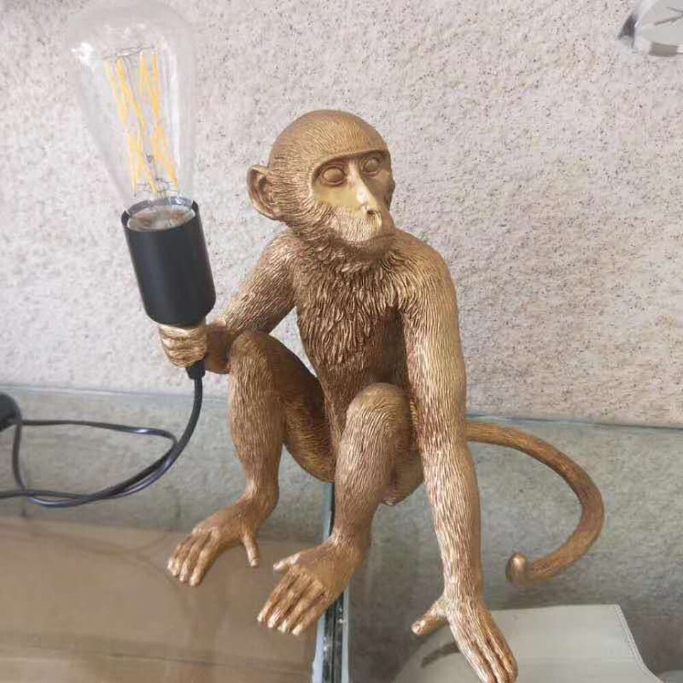 Gold Monkey Table Lamp Sitting Monkey Light Home Office Monkey Table ...