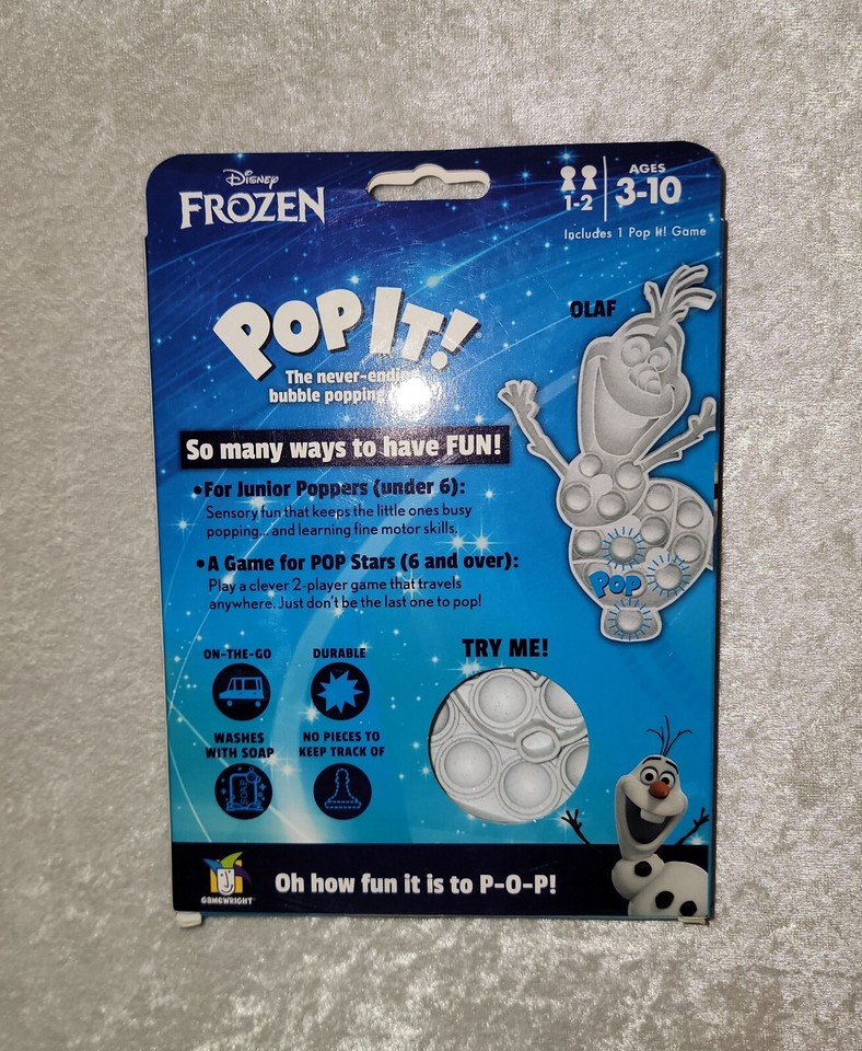 Pop It! Disney Frozen Olaf Fidget Sensory Fun Kid's Bubble Popping Game ...