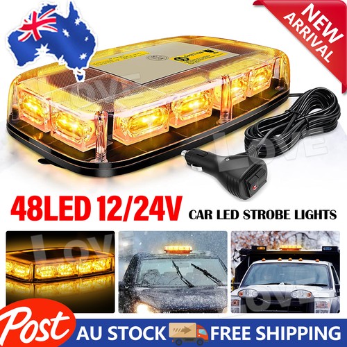 48 Ultra High Intensity Amber LED's Road Magnetic Beacon Strobe ...