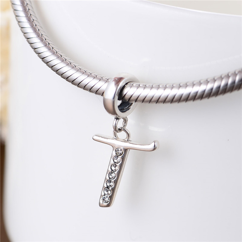 Letter 'T' Initial Pendant Charm for Bracelet or Necklace, Delicate ...