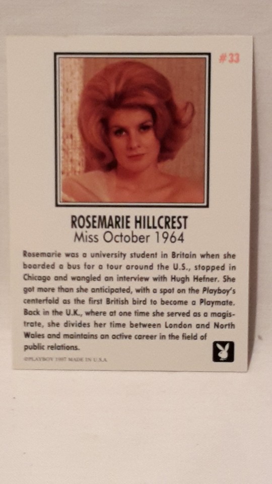 Playboy`s Playmate of the Month Miss October 1964 Rosemarie Hillcrest ...