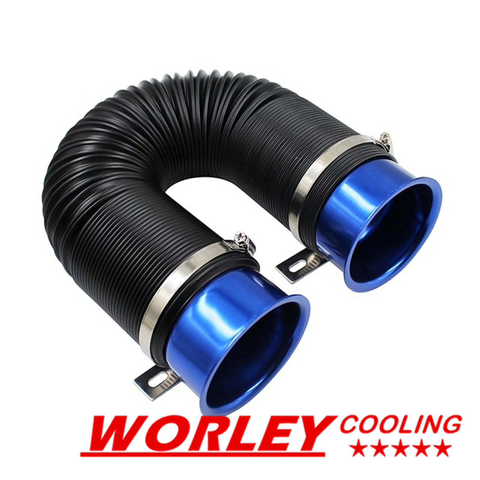 NJ-3" FLEXIBLE SHORT RAM/COLD AIR INTAKE TURBO TUBE PIPE HOSE DUCT BLUE ...