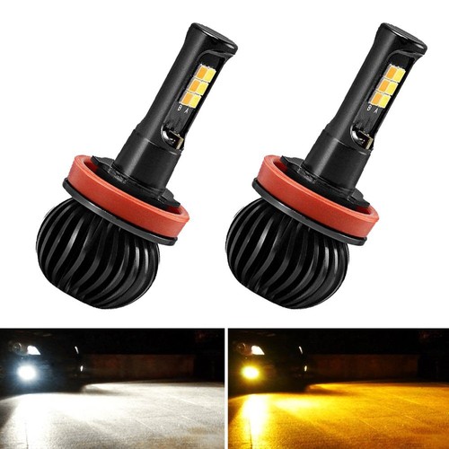 2X H11 H8 DUAL COLOR SWITCHBACK LED FOG LIGHT BULBS 6K/3K YELLOW+WHITE ...