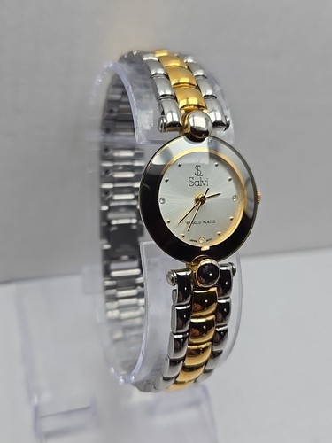 Womens Vintage Salvi 18K Gold Plated Watch 334362 Silver Two Tone New ...