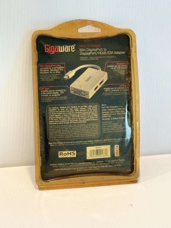 Gigaware Mini DisplayPort to DisplayPort/HDMI/DVI Adapter – New Sealed ...