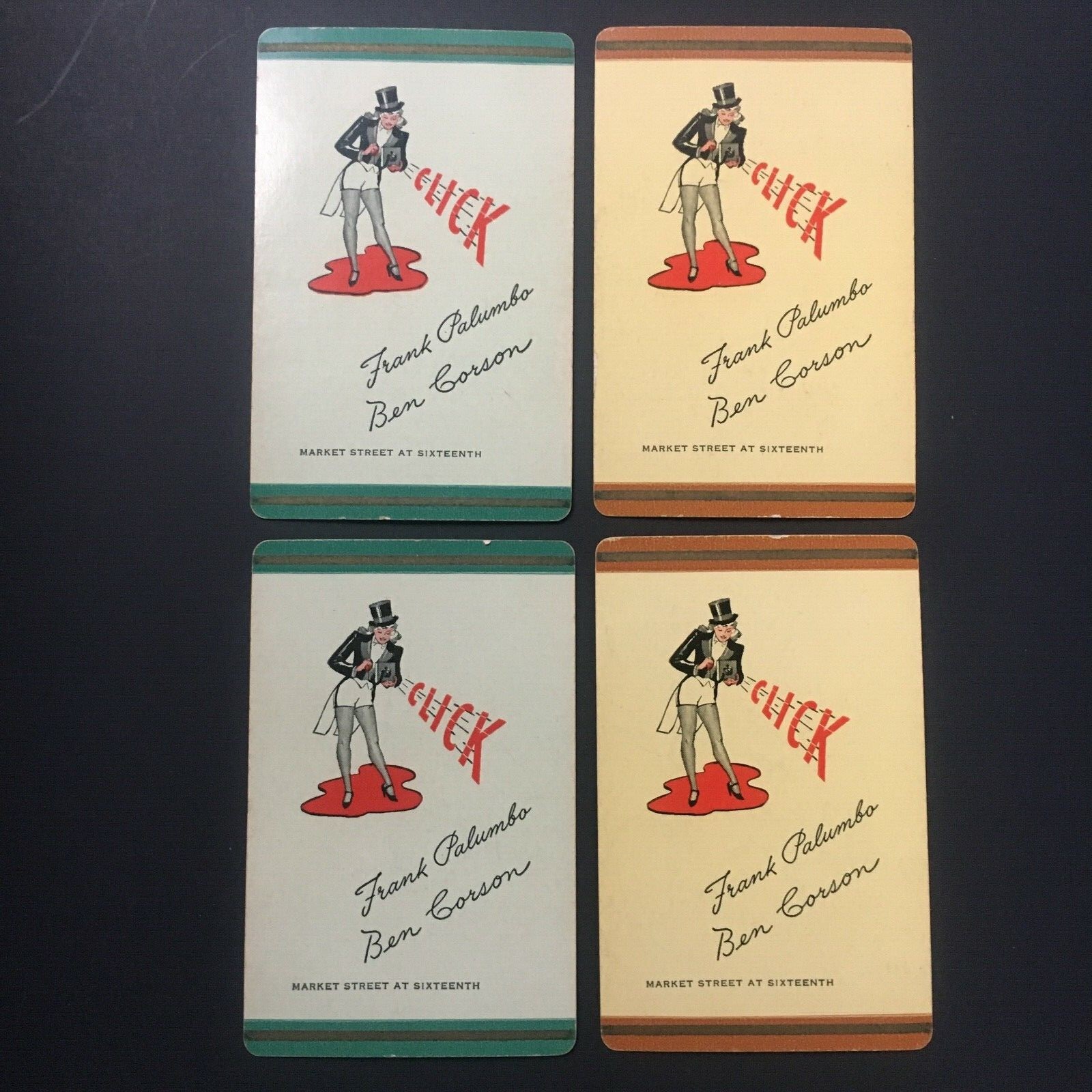 (4) vintage PHOTOGRAPHY STUDIO playing cards - CAMERA CLICK - tuxedo ...