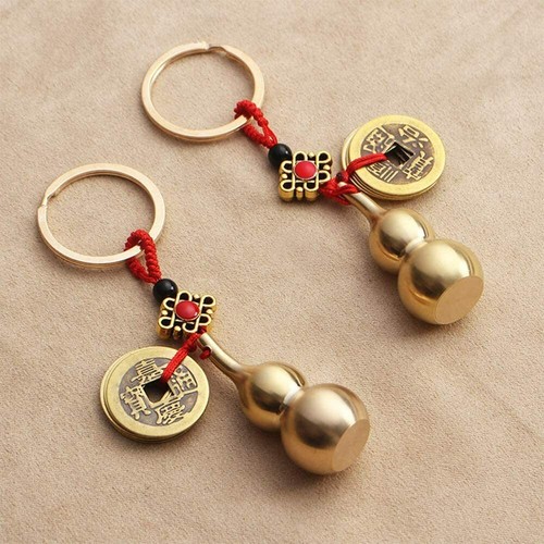 Brass Wu Lou Keychains Gourd Feng Shui Hu Lu Pendant Chinese Key Ring葫芦 ...