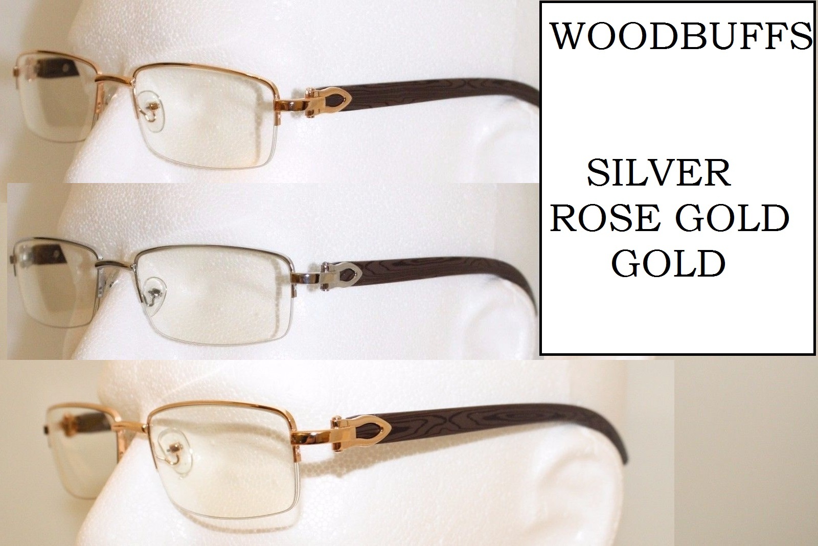 WOOD BUFFS SUNGLASSES GLASSES ROSE GOLD SILVER GOLD METAL FRAME SUNNIES ...