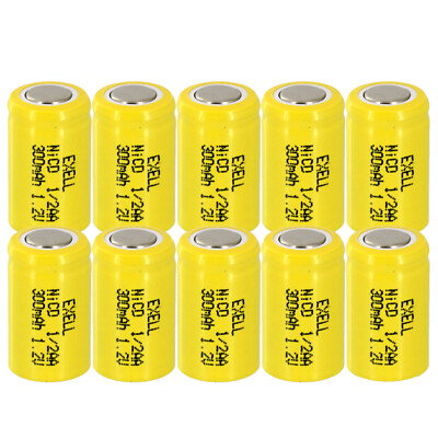 1/2AA 1.2V 300mAh NiCD Flat Top Rechargeable Assembly Cell Battery | eBay
