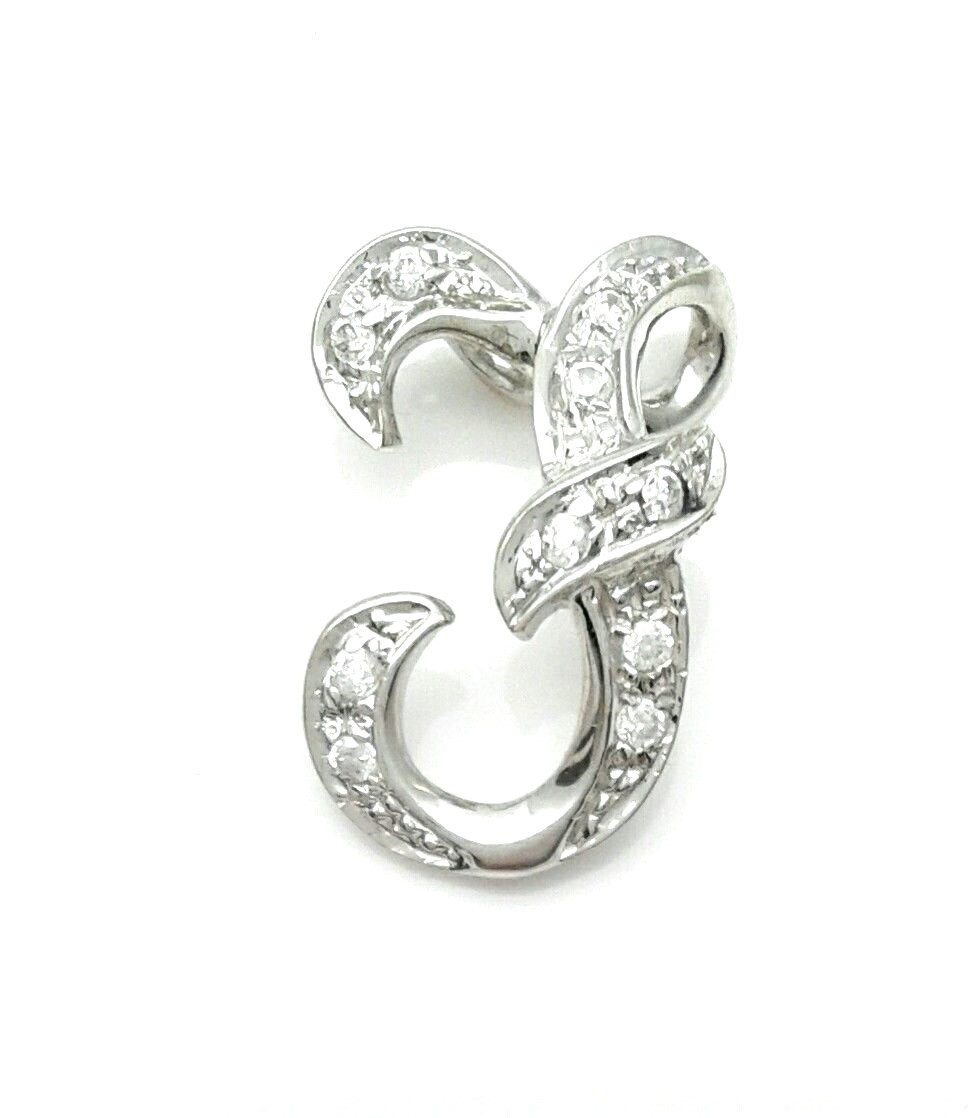 Letter Initial F White Gold 18 CT 750 and Zircons | eBay