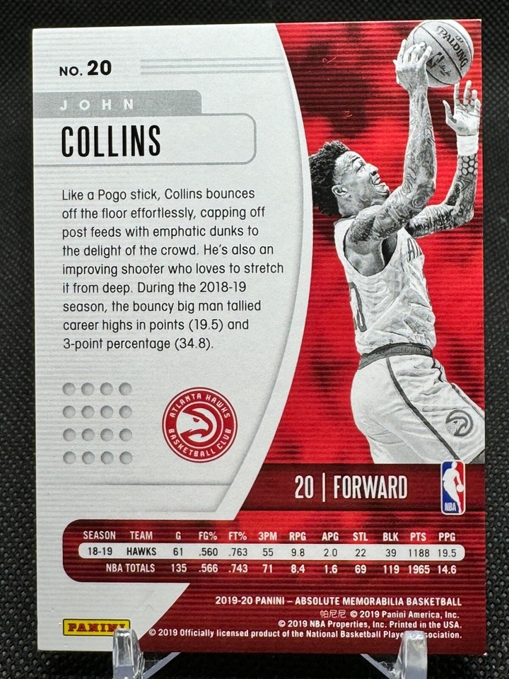 2019 20 Panini Absolute JOHN COLLINS Red Parallel /199 #20 | eBay