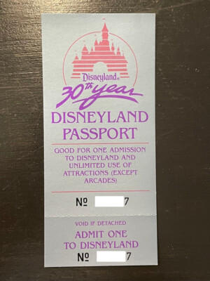 Vintage 1985 Disneyland 30th Year Complimentary Passport Unused ...