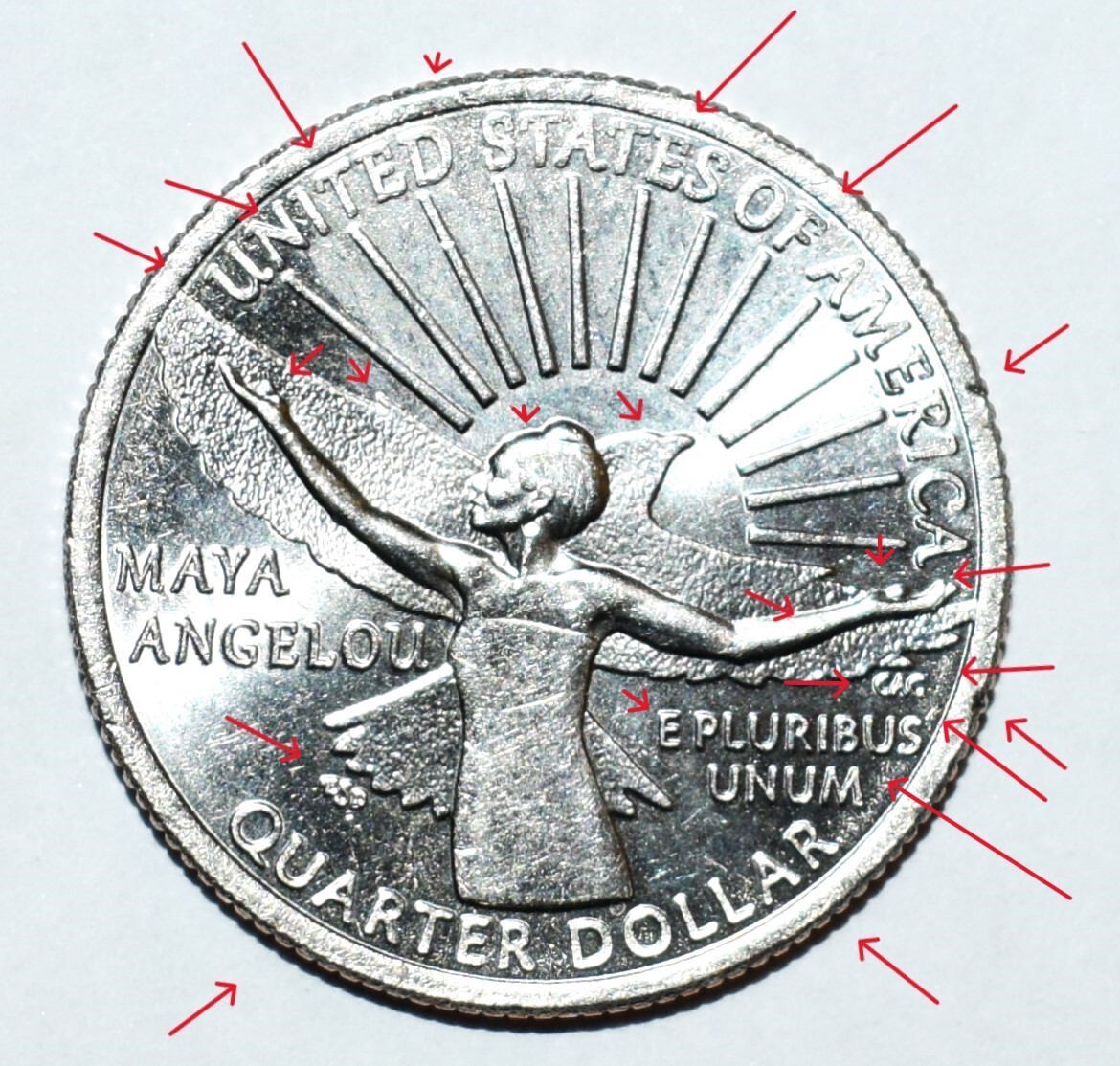 2022 D Maya Angelou Quarter Error AU Original LGF, ESD Double Die ...