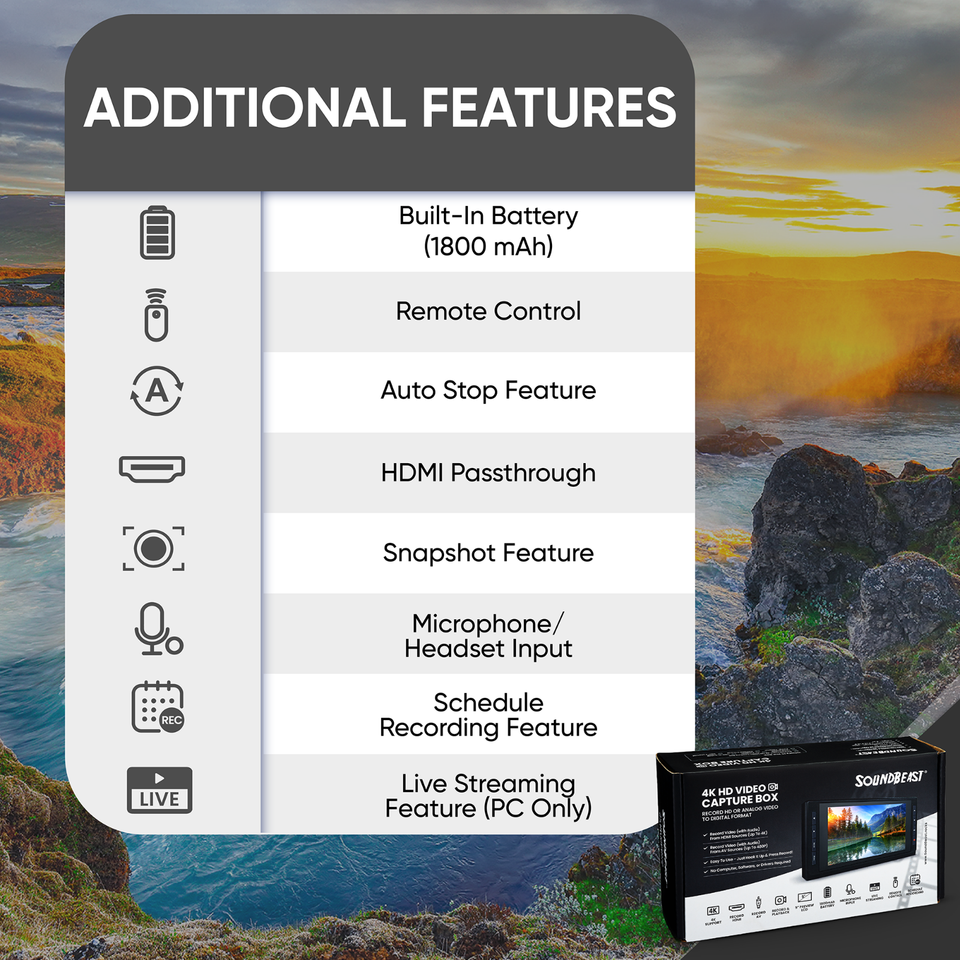 SoundBeast 4K HD Video Capture Box - Capture or Live Stream HDMI AV RCA ...