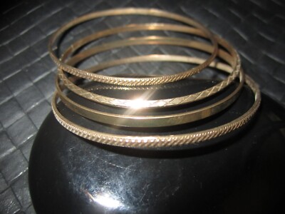 Pre Owned Four Gold Tone Bangle Bracelets 3" | eBay