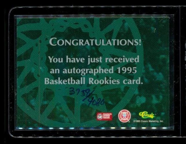 Vintage 1994-95 CLASSIC ROOKIES AUTOGRAPH Basketball Card FRED HOIBERG ...