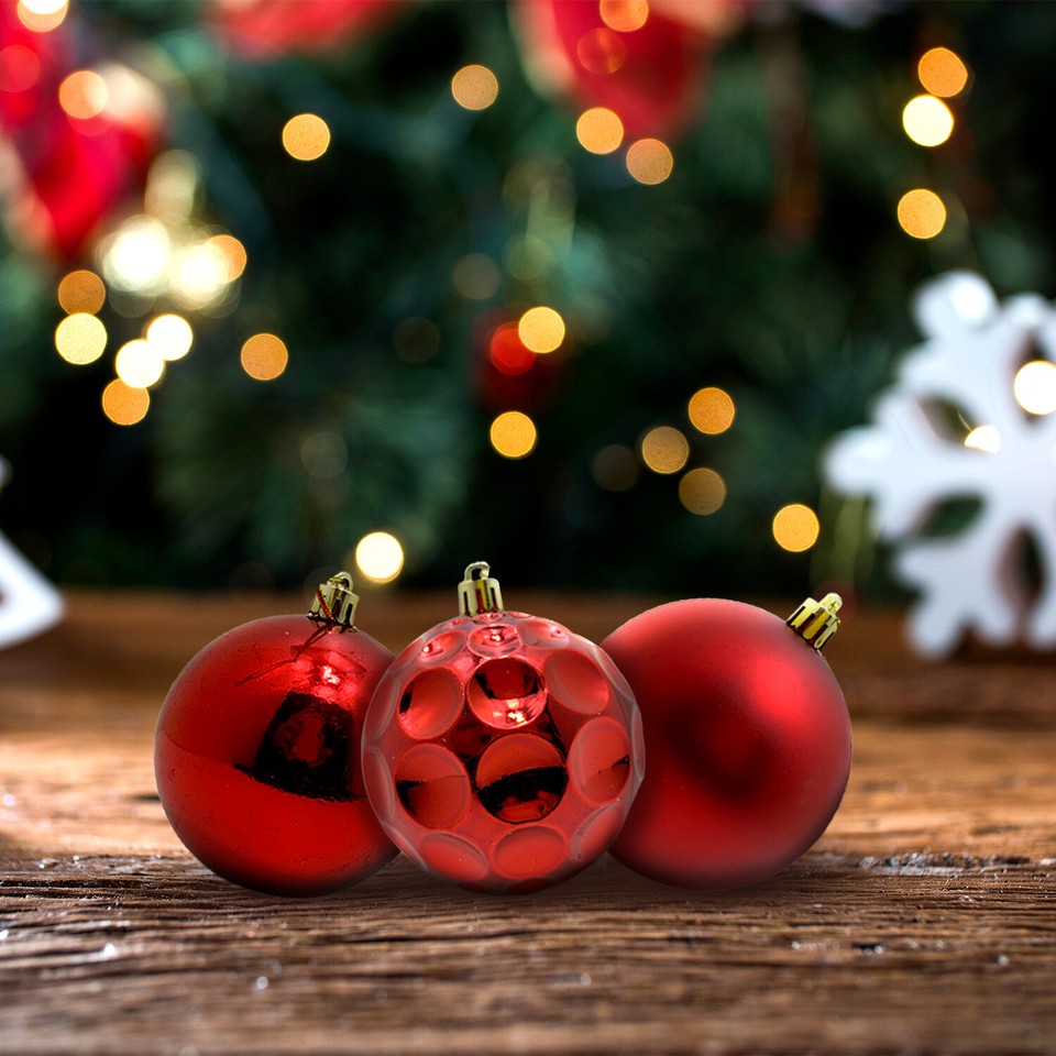 Christmas Baubles Tree Decorations Shatterproof Hanging Ornaments UK ...