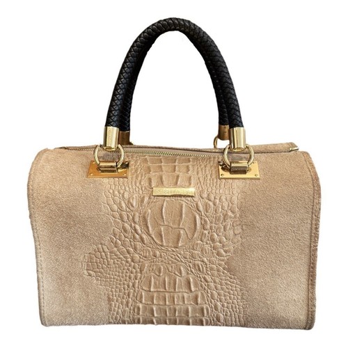 Isabella Rhea Handbag Italy Tan Gold Genuine Leather Faux Alligator ...