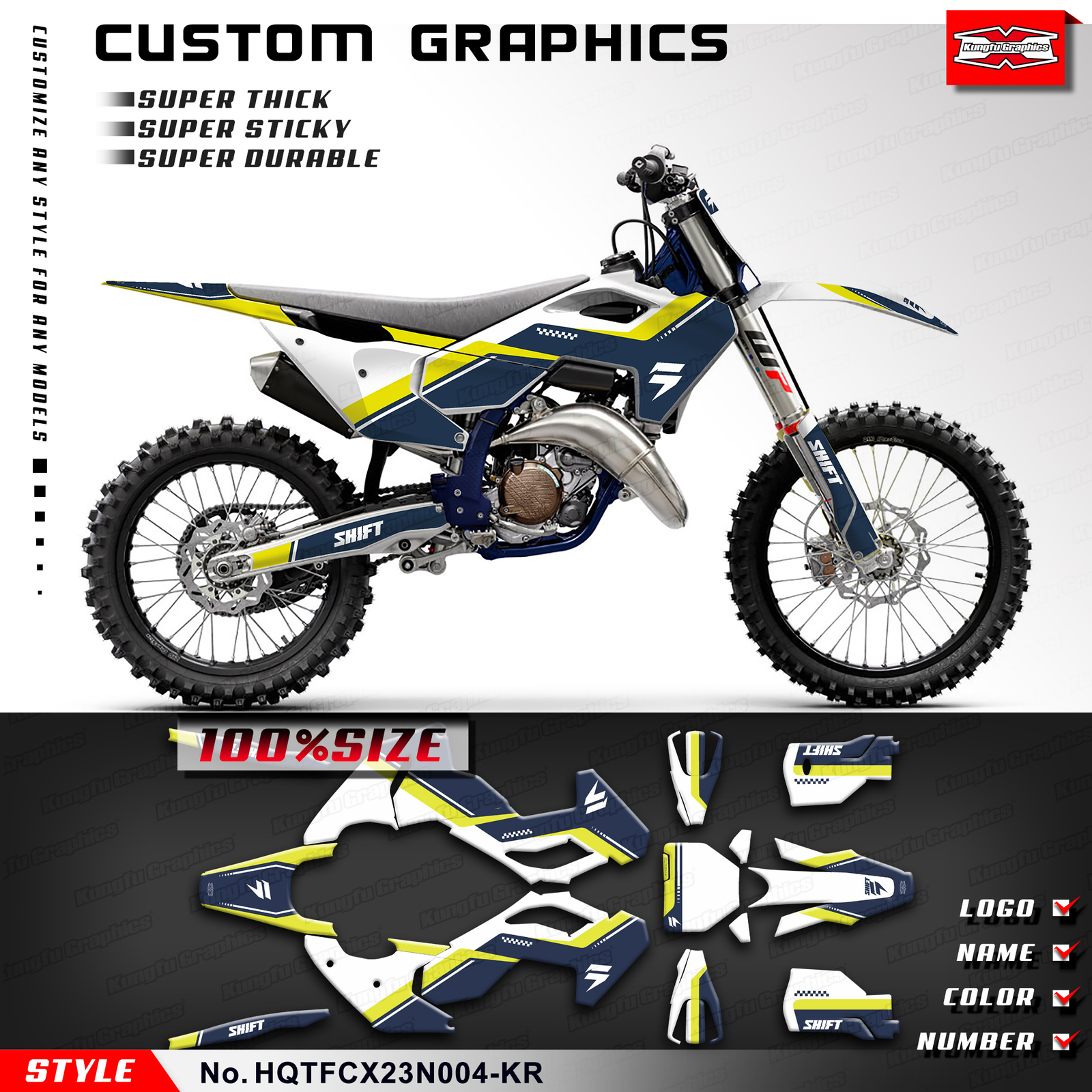 Enduro Graphics MX Decals Kit for TC125 FC250 FC350 FC450 TX300 FX350 ...