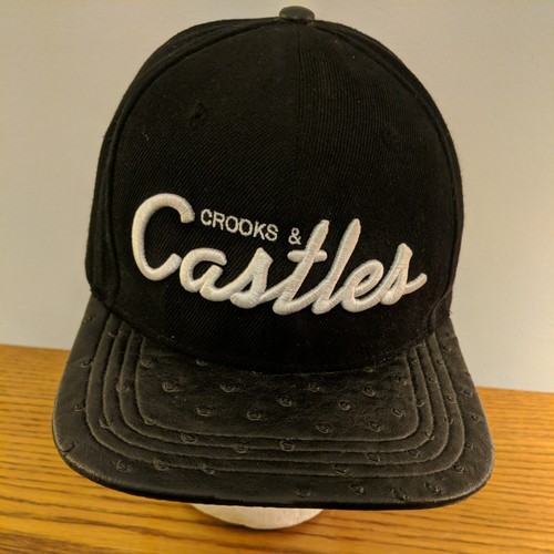 Crooks & Castles Black Baseball Hat Cap Leather Brim Band Metal Buckle ...