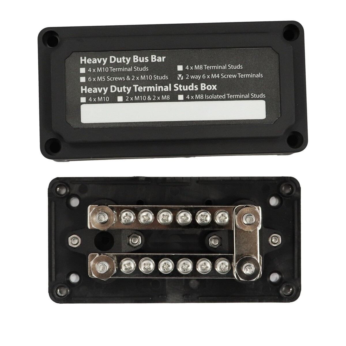 Heavy Duty 2 Way Bus Bar/Power Distribution Box Screw Terminal Studs ...