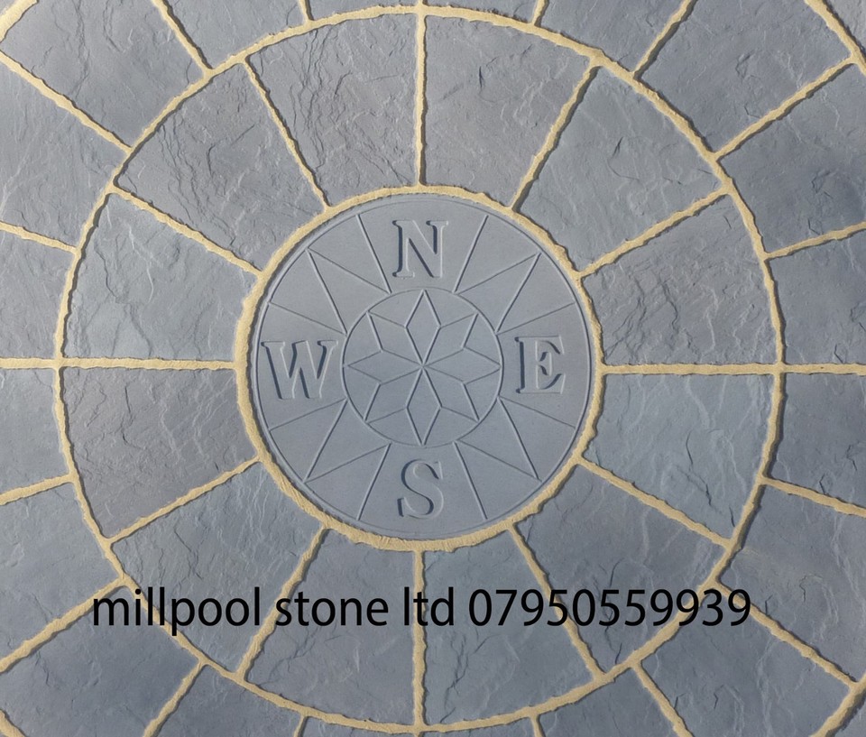 Charcoal Compass Rotunda Circle +sq off paving patio slabs [Delivery ...