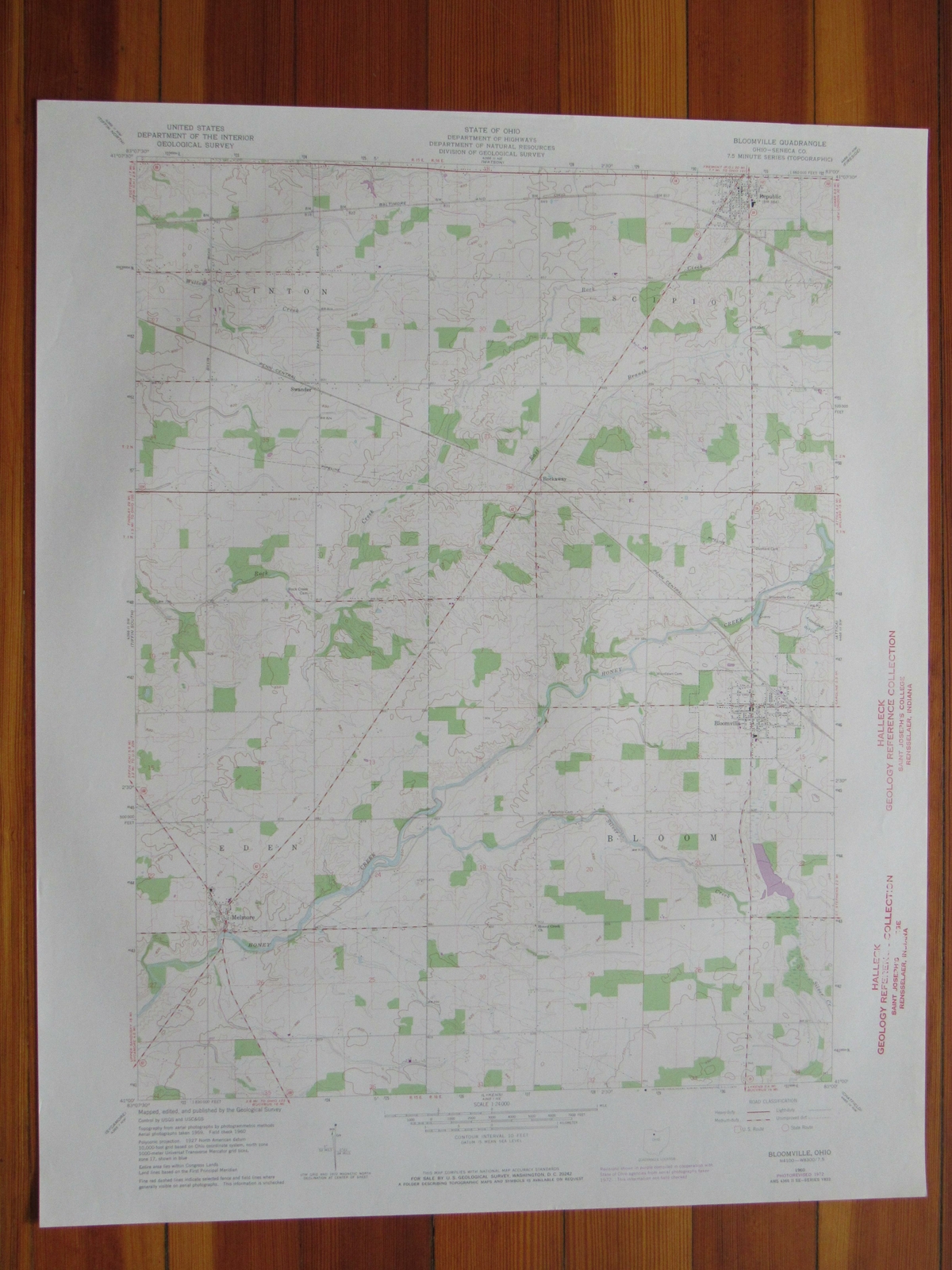 Bloomville Ohio 1973 Original Vintage USGS Topo Map | eBay