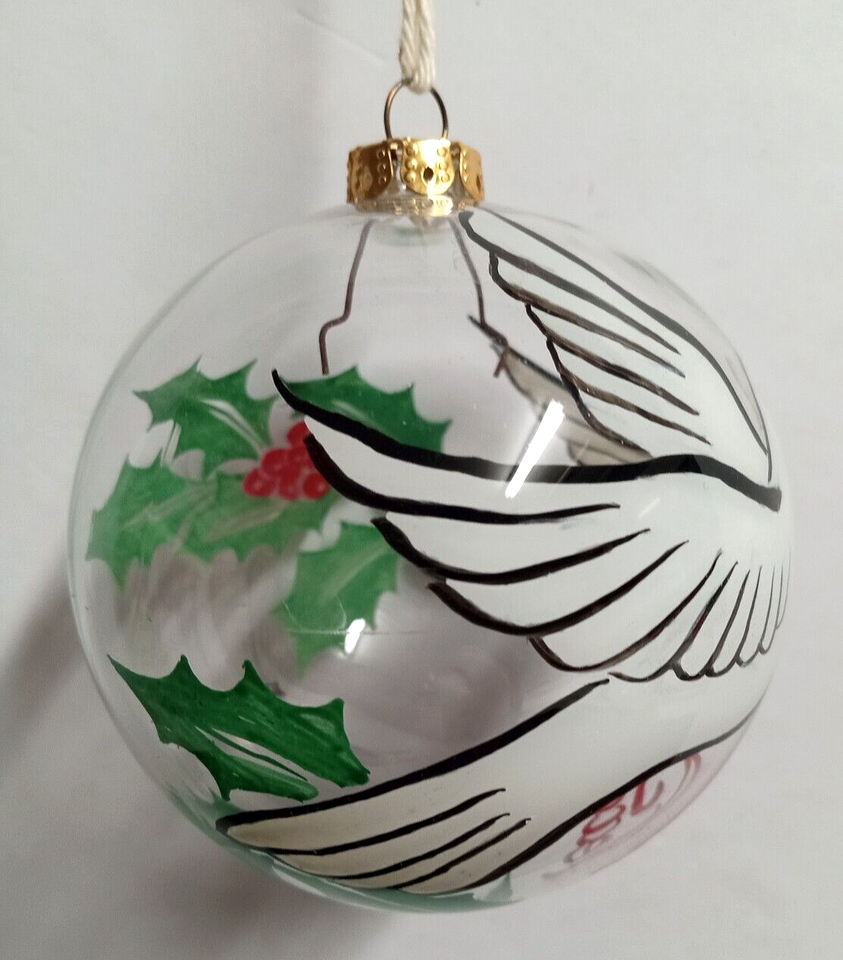 Chase Inside Art Reverse Painted Doves Peace Blown Glass Christmas ...