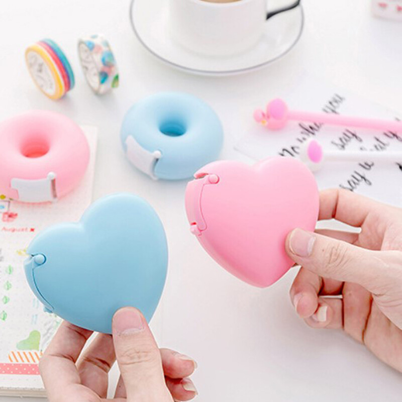 Creative Tape Dispenser Stationery Portable Love heart Tape Holder ...