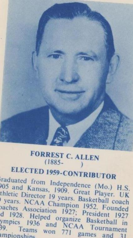 1968-74 Basketball Hall of Fame Bookmarks - Phog Allen Forrest on Card ...