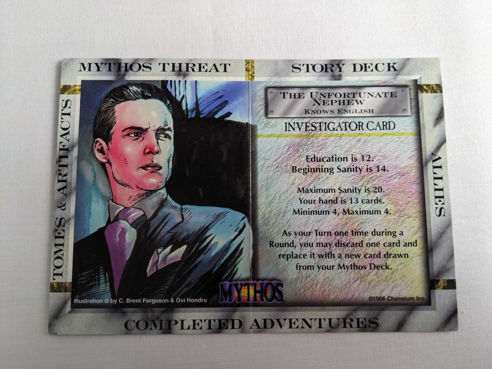 MYTHOS CCG Unfortunate Nephew/French Mystic Investigator VG+ Chaosium ...