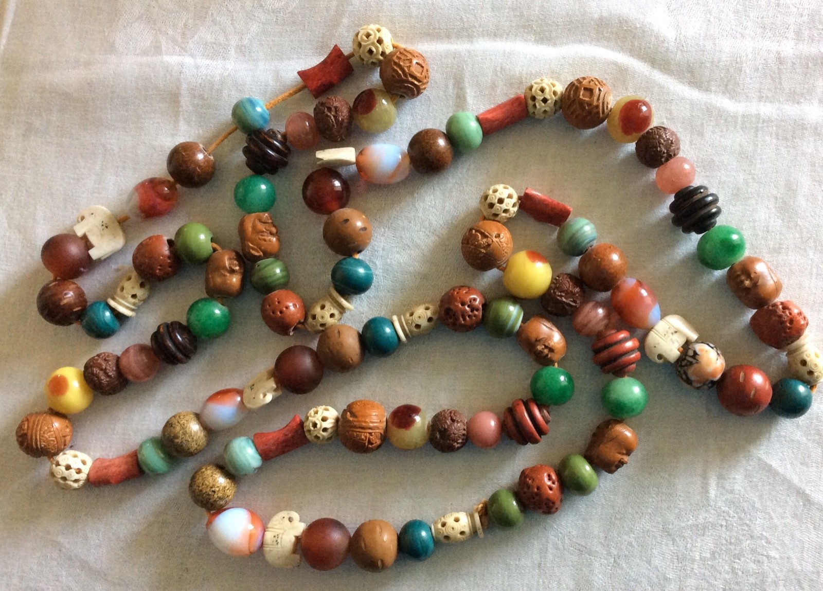 Meiji 95 Japanese Ojime Beads Carved Porcelain Laquer Amber Double Mask ...