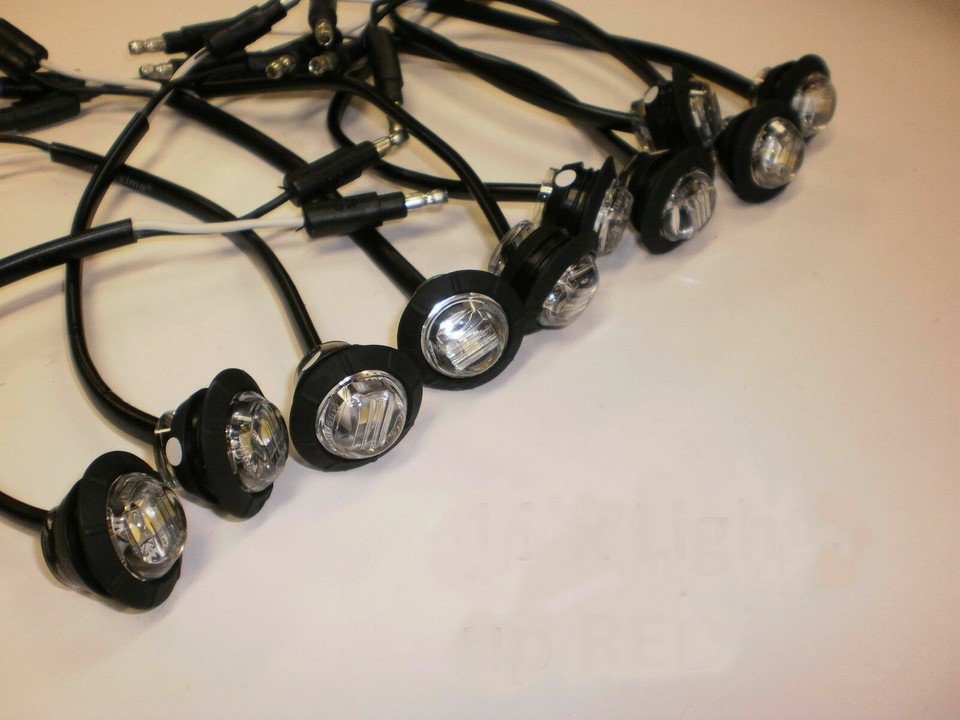 10 M09300YCL Amber 3/4" Round LED Clear Lens Clearance Penny Lights W ...