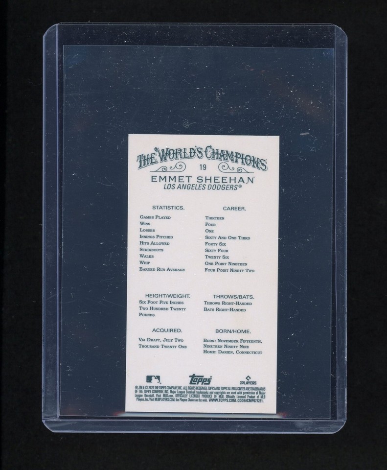 2024 Topps Allen & Ginter EMMET SHEEHAN #19 Orange Mini Chrome ...