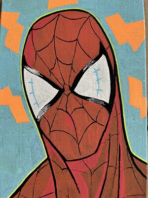 Spider-Man Painting 5x7 Flat Canvas, Posca & Acrylic, Into The ...