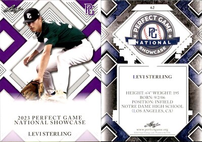 LEVI STERLING Rookie 2023 Leaf Perfect Game National Showcase #62 ...