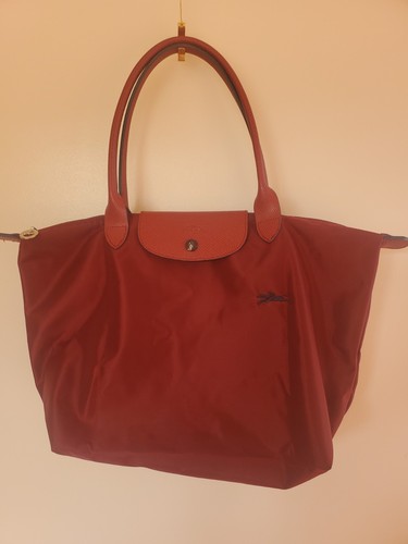 LONGCHAMP MAROON CANVAS LEATHER TOTE SHOULDER BAG | eBay