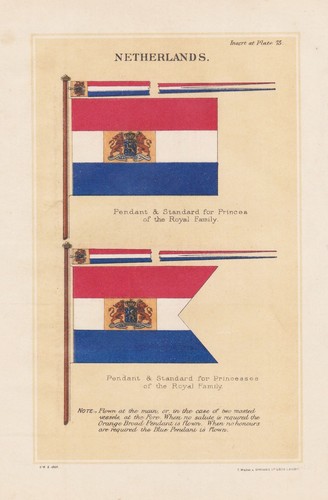 Pays-Bas Hollande Drapeaux Drapeau Naval Litho 1880 | eBay