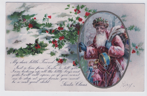 Santa Claus Pink Robe Drum Doll Dear Little Friend Vintage Christmas ...