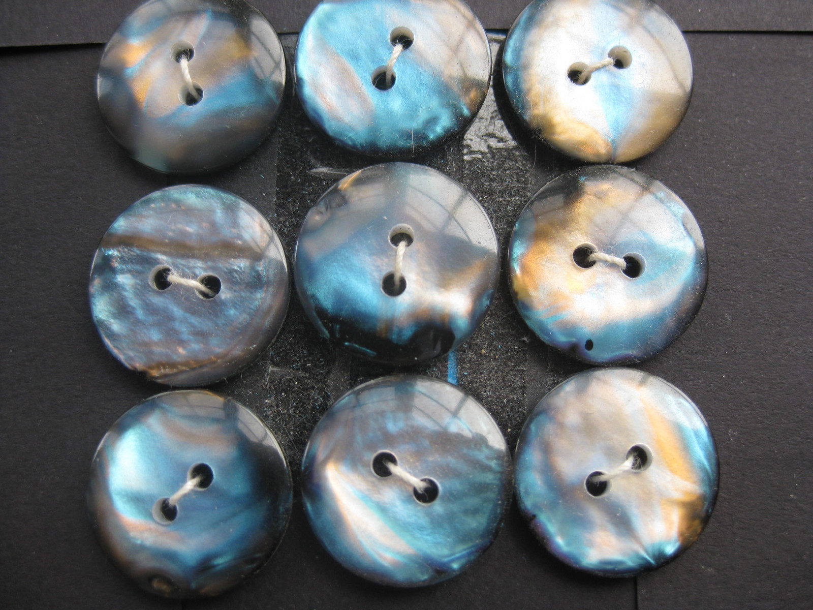19mm Med Pretty Opalescent Blue Gold Swirl Vintage Jacket Sewing ...